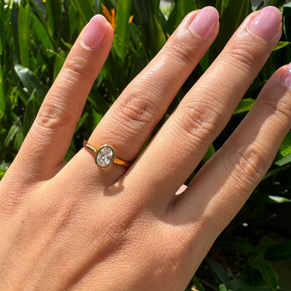 Bezel Set Oval Engagement Ring | Temple & Grace AU