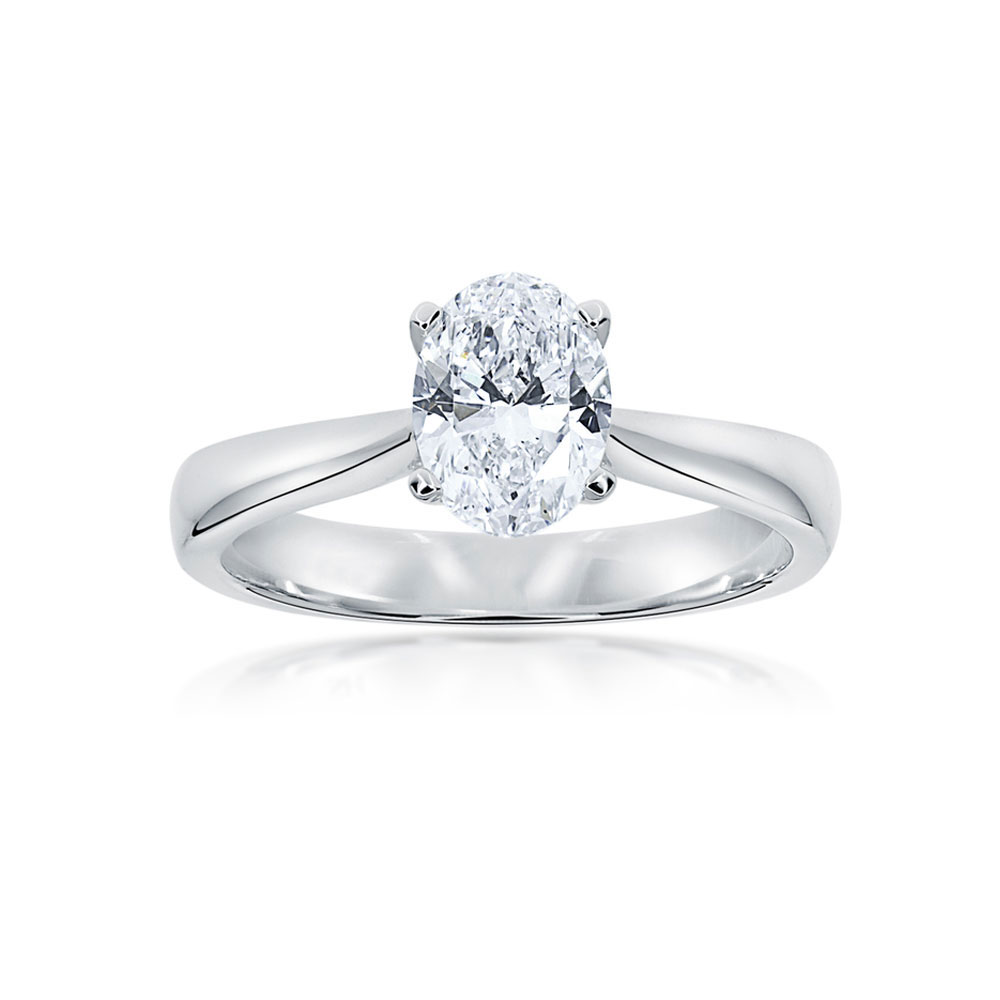 Oval Cut Diamond Engagement ring in four claw plain setting | Temple ...