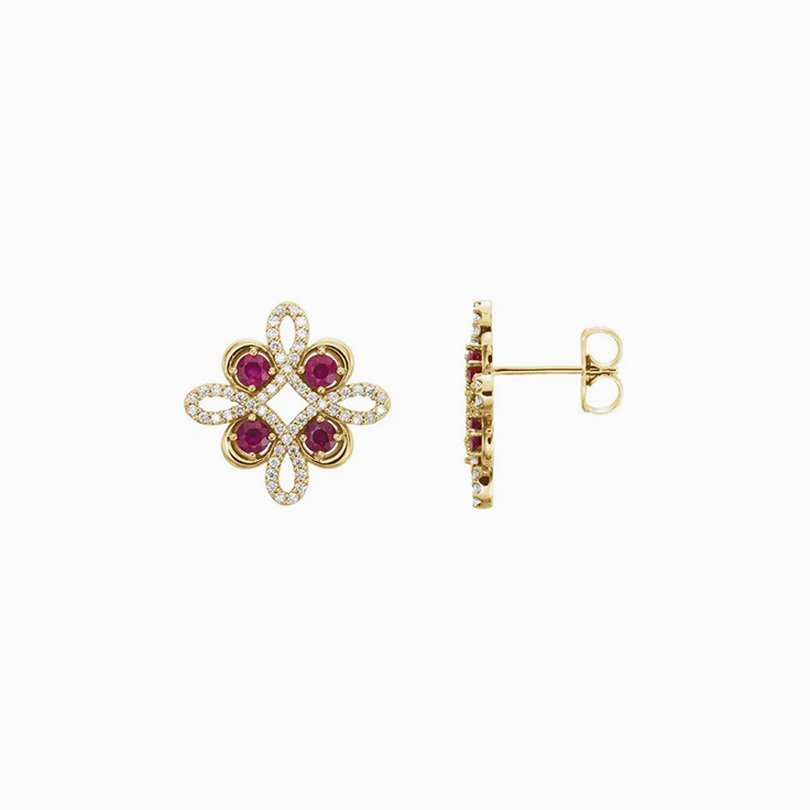 Red ruby and diamond studs | Temple & Grace AU