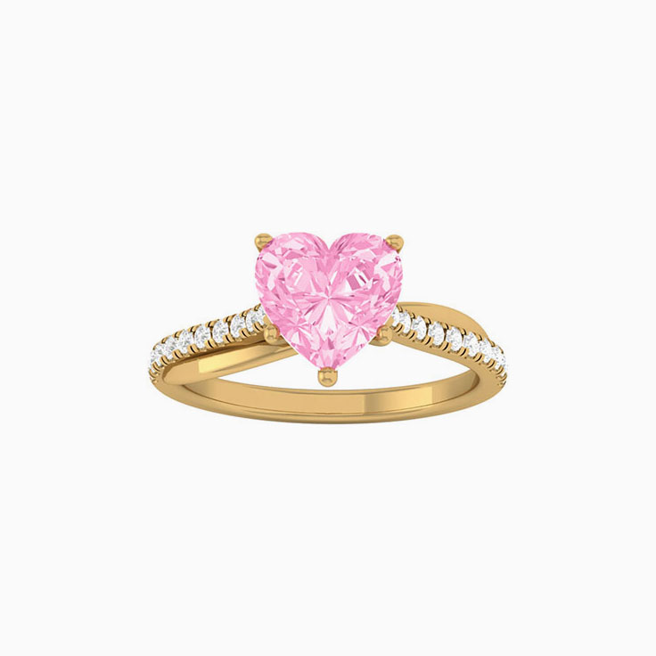 Pink Lab Heart Cut Diamond Engagement Ring On A Twisted Band | Temple ...
