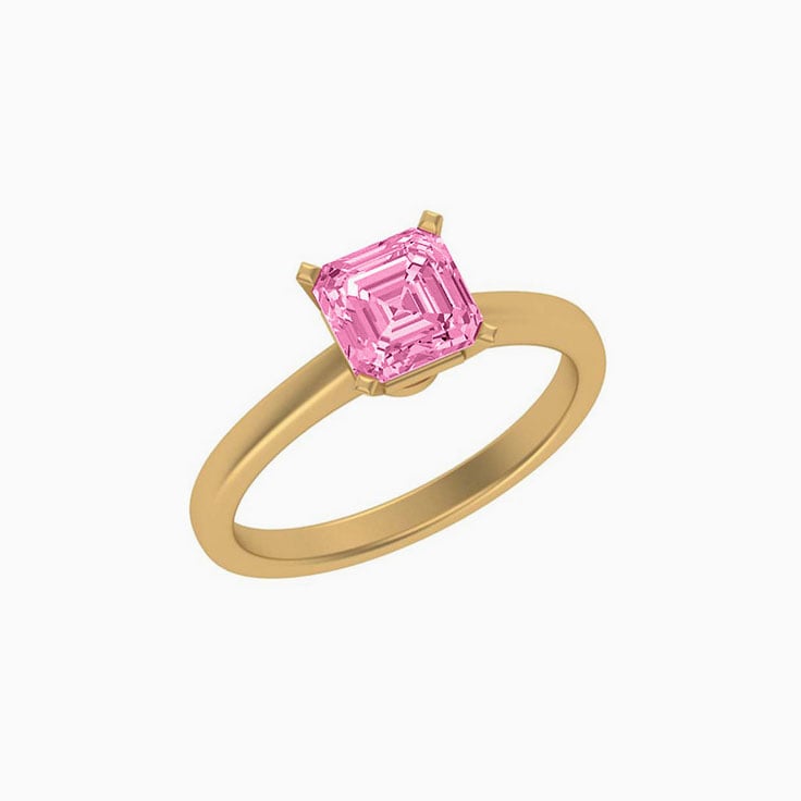 Classic ASSCHER lab pink diamond engagement ring | Temple & Grace AU