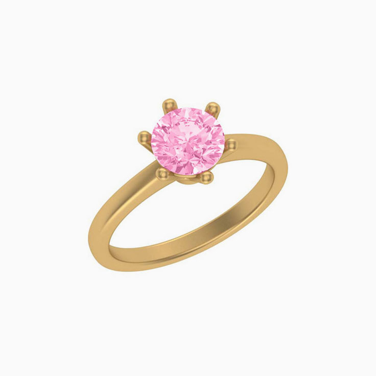 Classic round lab pink diamond engagement ring | Temple & Grace AU