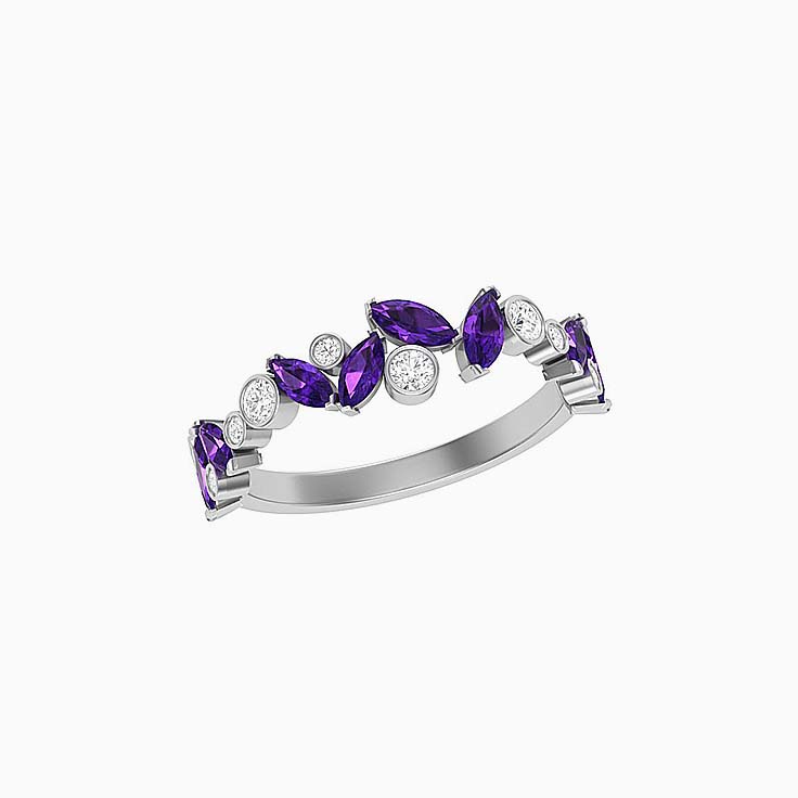 Amethyst with white diamond wedding ring | Temple & Grace AU