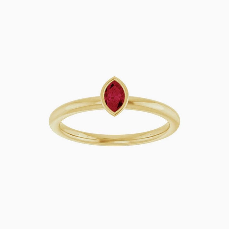 Marquise Lab Grown Ruby Stackable Ring | Temple & Grace AU