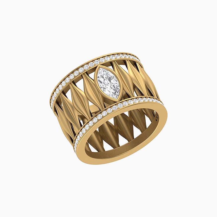 Moissanite Wide band and diamond ring | Temple & Grace AU