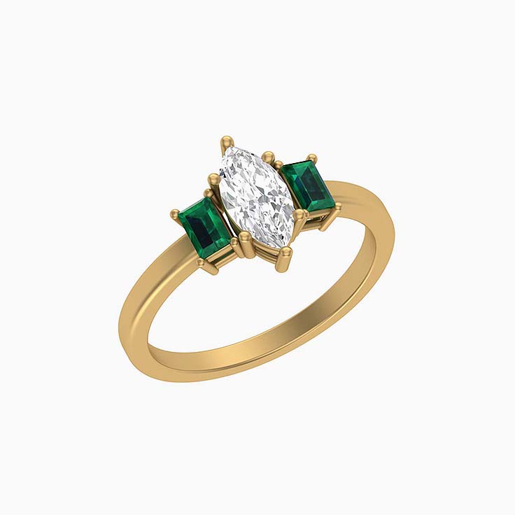 Marquise Natural Diamond with Emeralds Ring | Temple & Grace AU