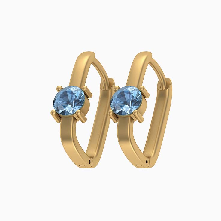 Aquamarine round cut Huggies | Temple & Grace AU