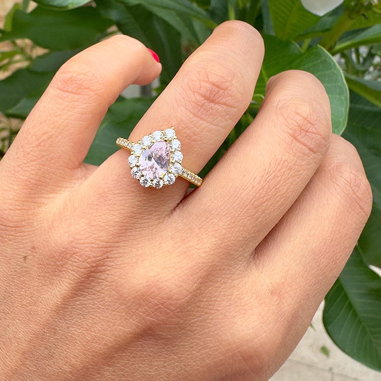 Lab Pink Diamond Ring With Halo | Temple & Grace AU