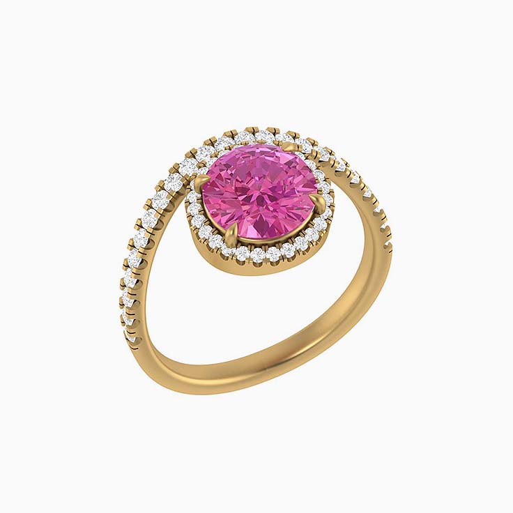 Pink Blossom lab sapphire and lab diamond ring | Temple & Grace AU