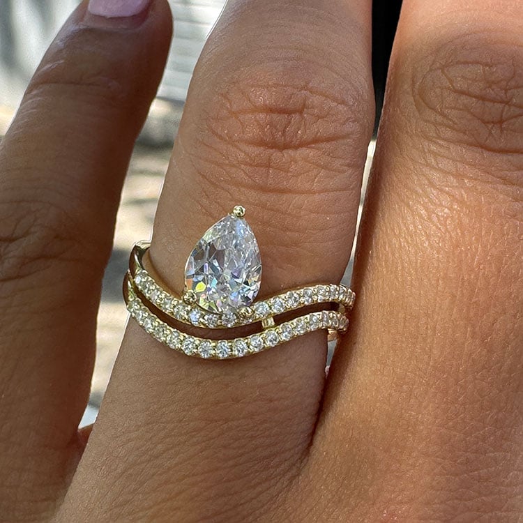 Pear double band solitaire ring | Temple & Grace AU